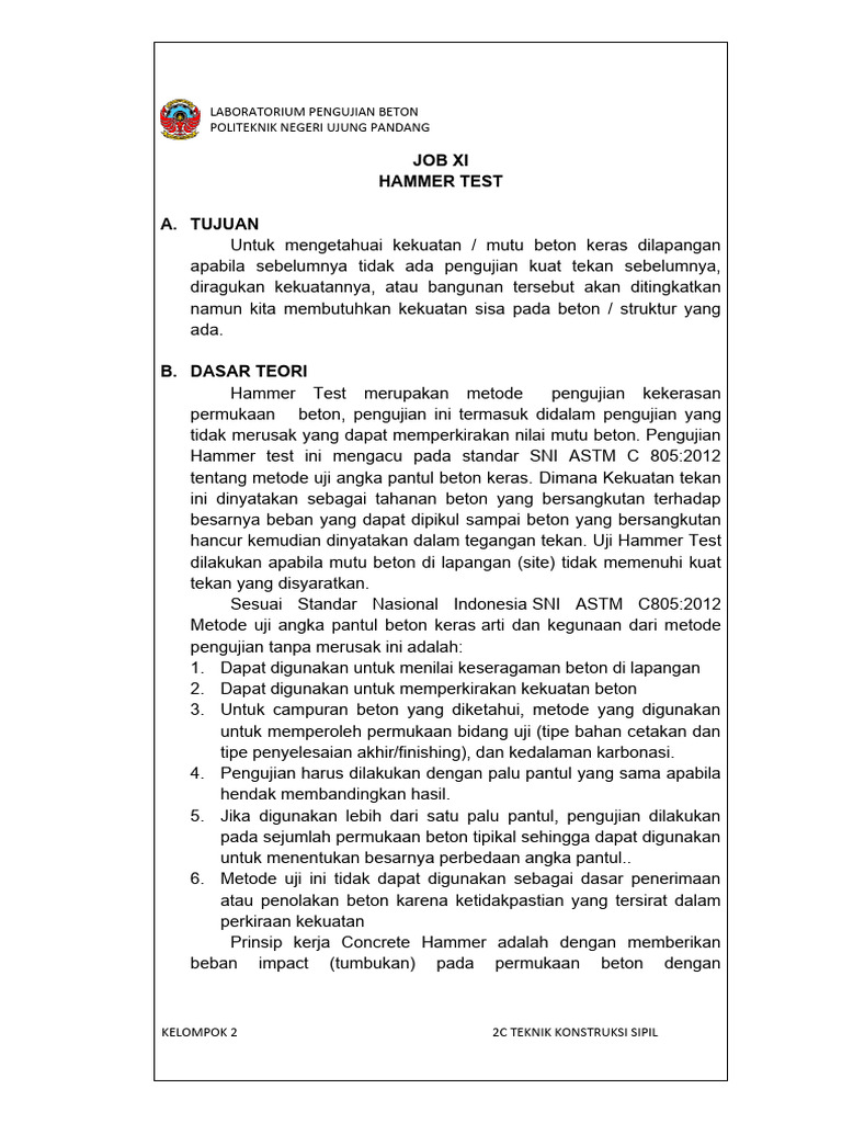 Pengujian Hammer Test Beton | PDF