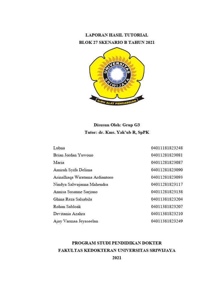 Laporan Tutorial G3 Skenario B Blok 27 | PDF