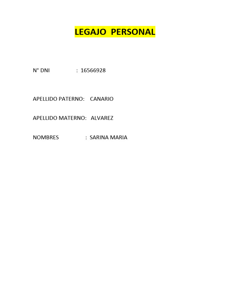 Legajo Personal | PDF