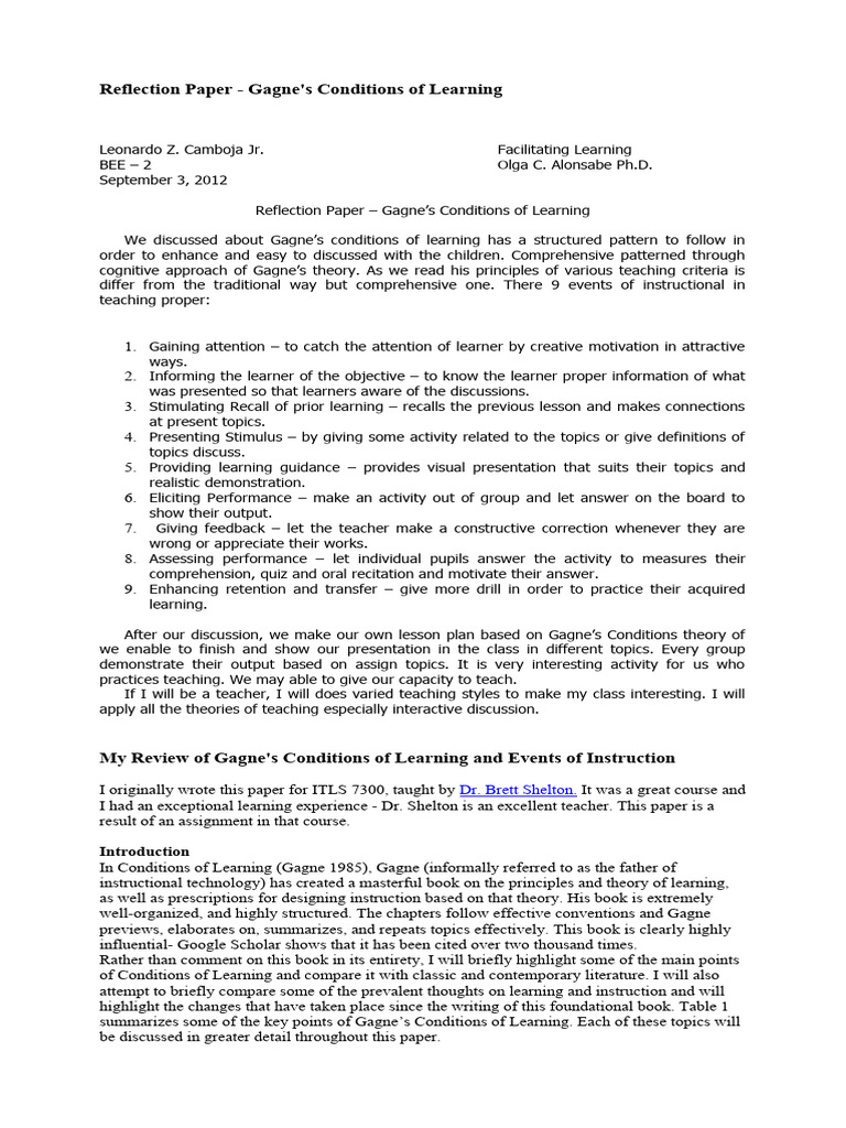 Reflection Paper | PDF | Mental Disorder | Constructivism (Philosophy Of Education)