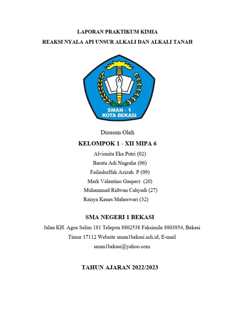 Laporan Praktikum Kimia Reaksi Nyala Api Logam Alkali Dan Alkali Tanah ...
