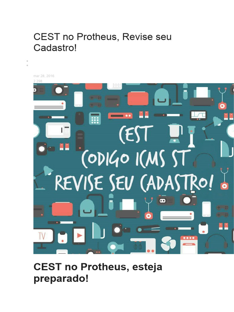 CEST No Protheus | PDF | Impostos | Automação
