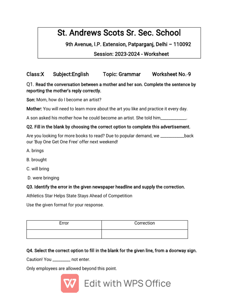 Class - X, English Worksheet No.-9 | PDF | Human Communication