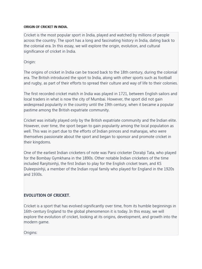 Cricket - Yashas. | PDF | Athletic Sports | Sports