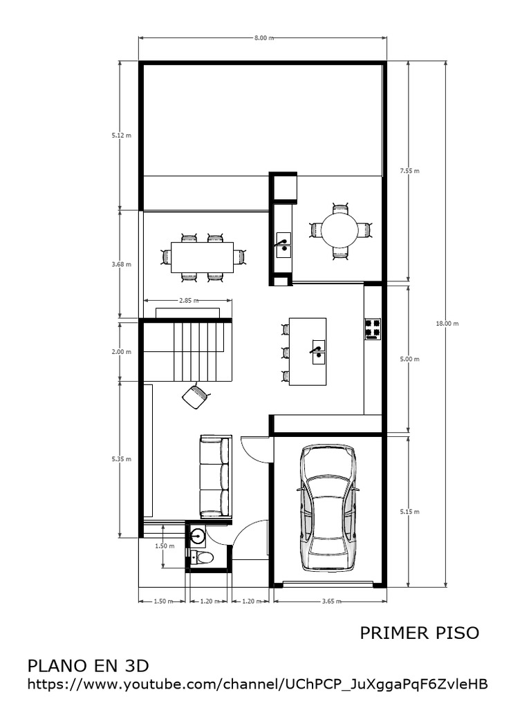 Plano de 8x18 Metros (Primer Piso) | PDF
