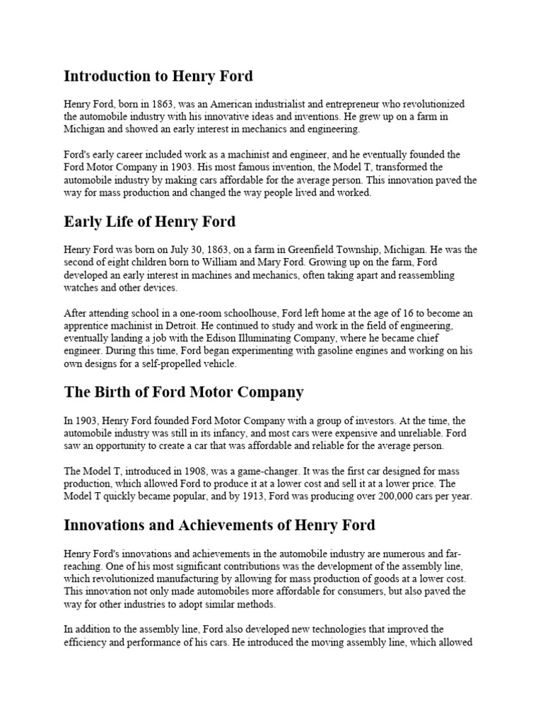Introduction To Henry Ford | PDF