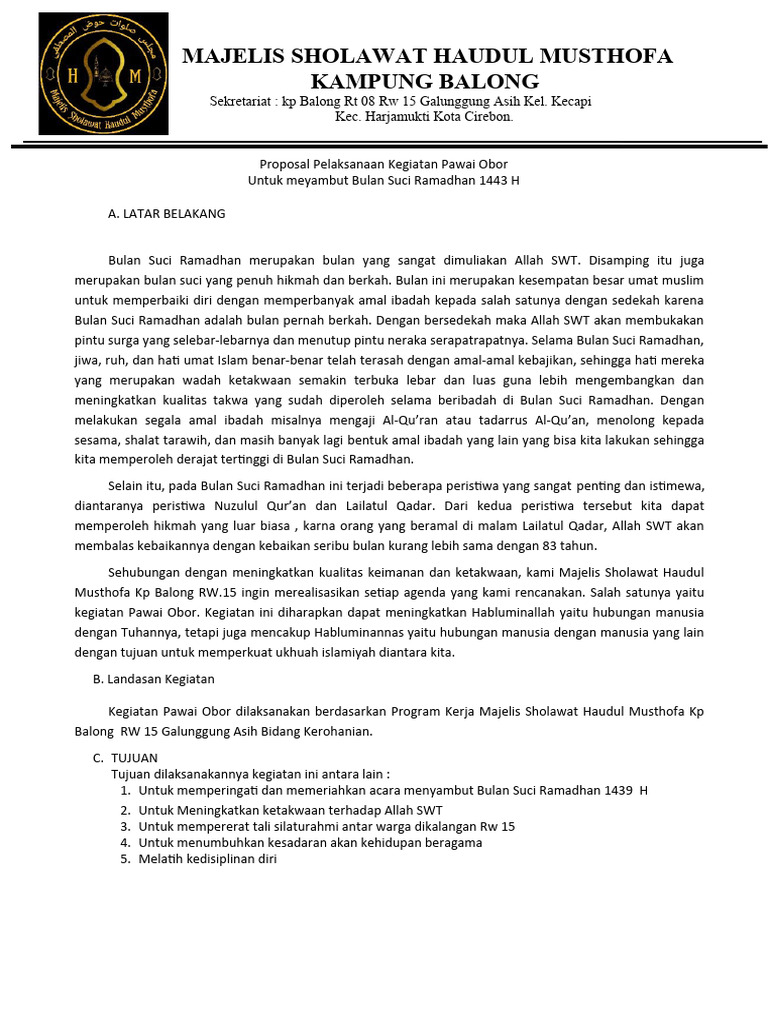 Proposal Pawai Obor | PDF