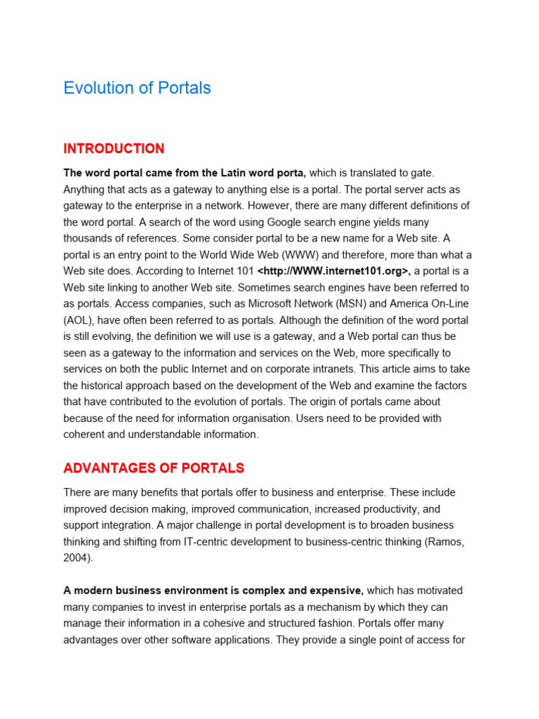 Portal Evolution and Business Impact | PDF | Business | Computers