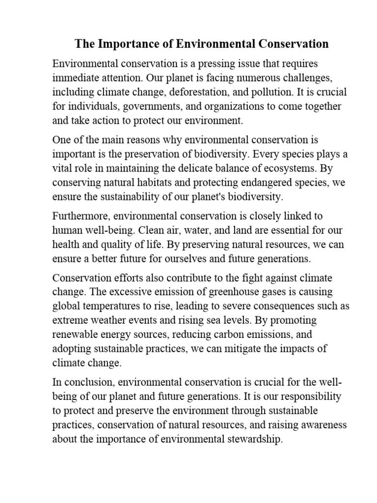 Importance of Environmental Conservation | PDF