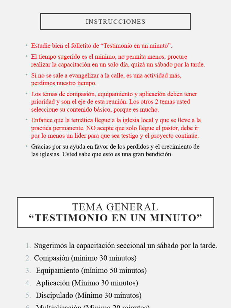 Testimonio en Un Minuto Parte 1 | PDF