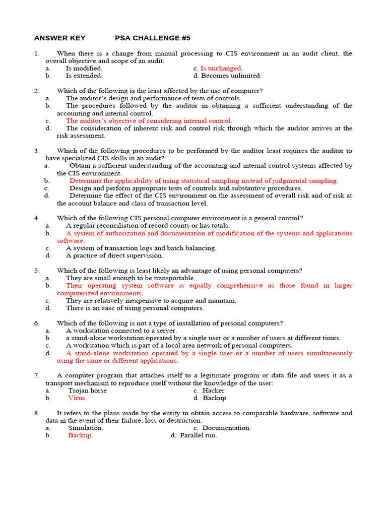 PSA CHALLENGE #5 Key Answers | PDF