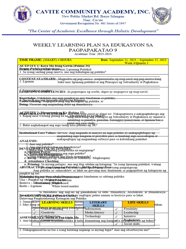Esp LP Week 4 | PDF