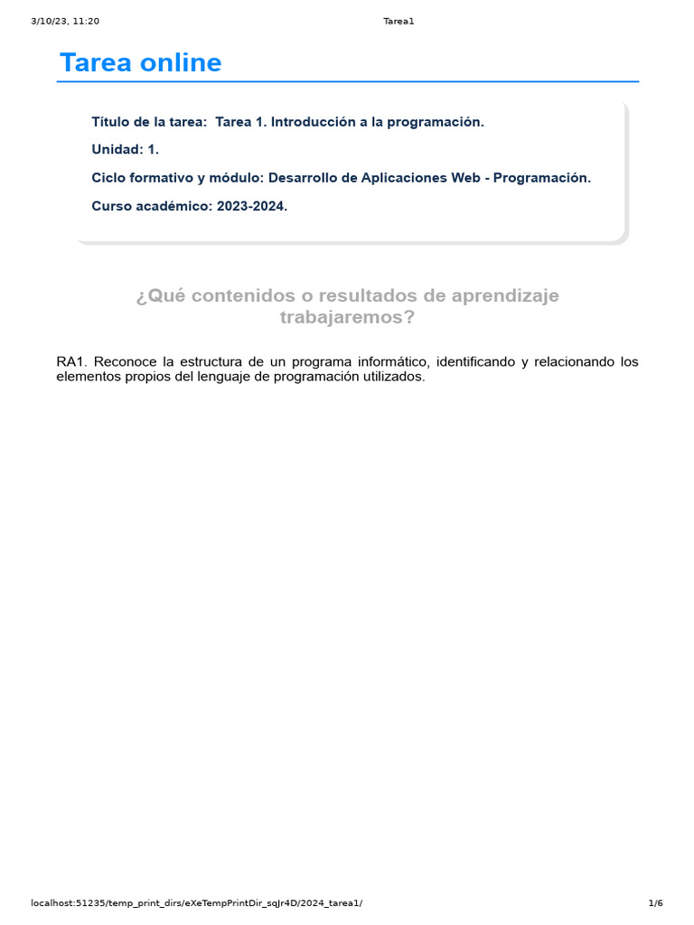 Tarea 1 | PDF | Java (lenguaje de programación) | Programación de computadoras