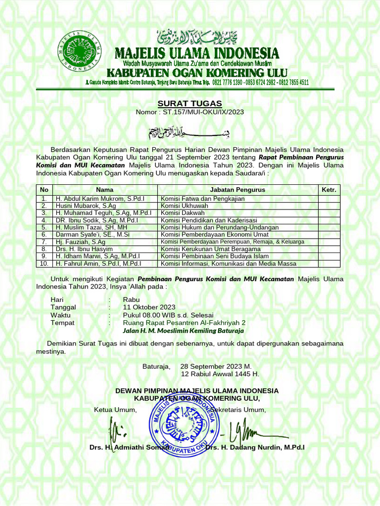 157 Surat Tugas Mengikuti Pembinaan | PDF 157 Surat Tugas Mengikuti Pembinaan | PDF