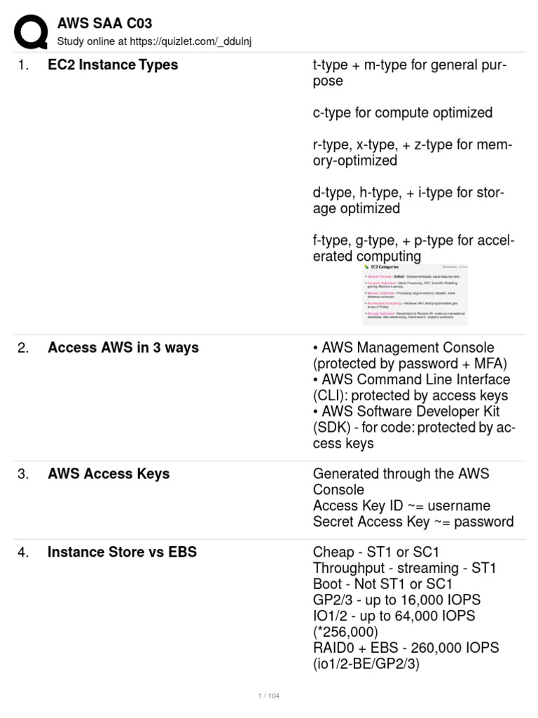 AWS SAA C03 Study Guide | PDF | Computers