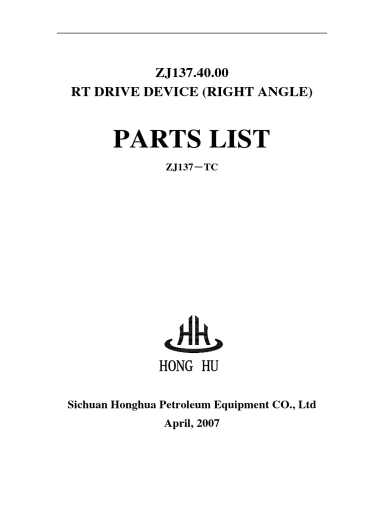 Rotary Table Drive Device (Right Angle) Parts List | PDF | Pipe (Fluid ...