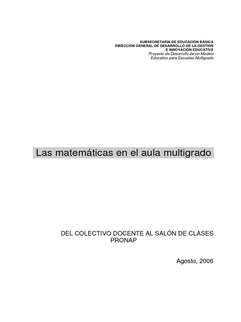 Las Matemáticas en El Aula Multigrado | PDF