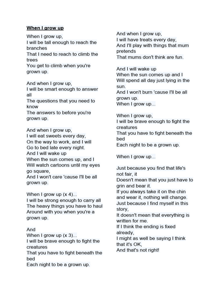 When I Grow Up | PDF