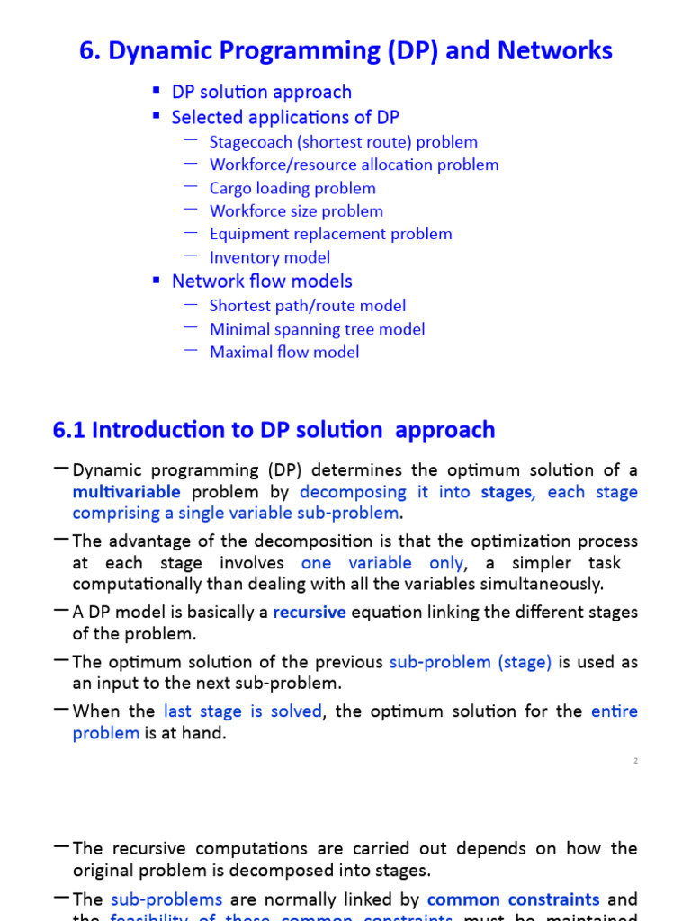 Chapter VI DP and Network | PDF | Dynamic Programming | Mathematical ...