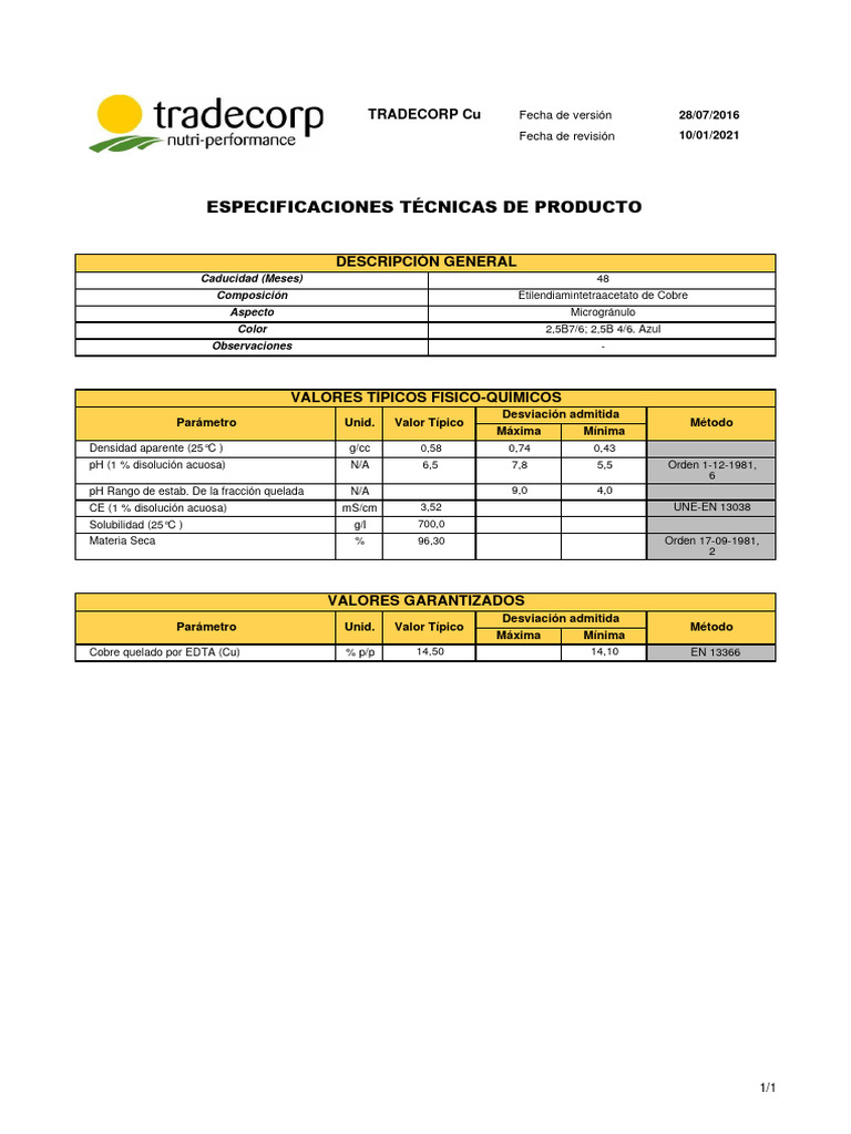 PS QS 7 Tradecorp Cu Rev 10-01-21 | PDF