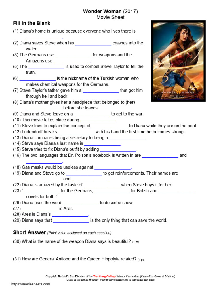 Wonder Woman Movie Sheet | PDF