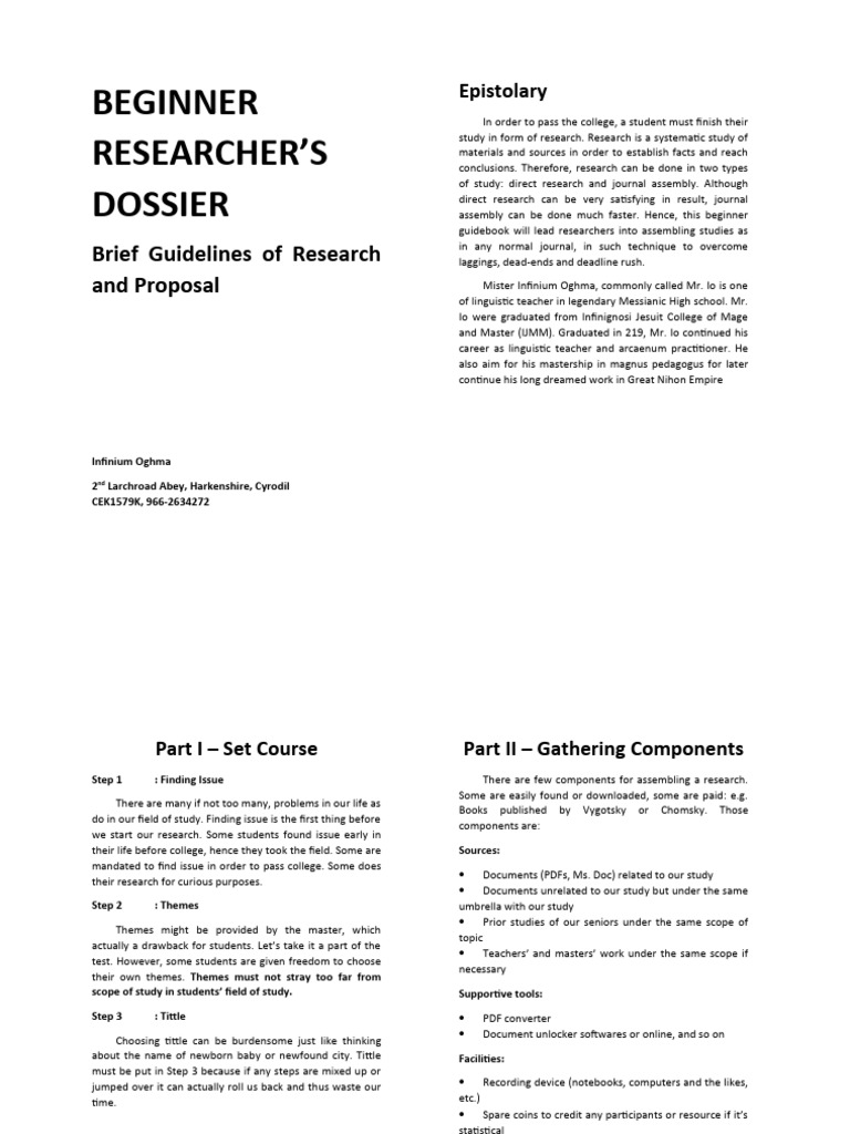 Beginner's Guide to Thesis Dossier | PDF | Thesis