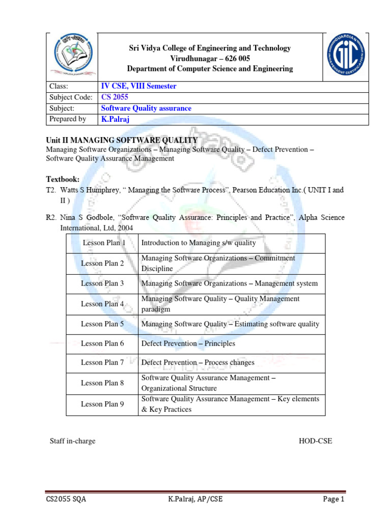 Sri Vidya College of Engineering and Technology Virudhunagar - 626 005 ...
