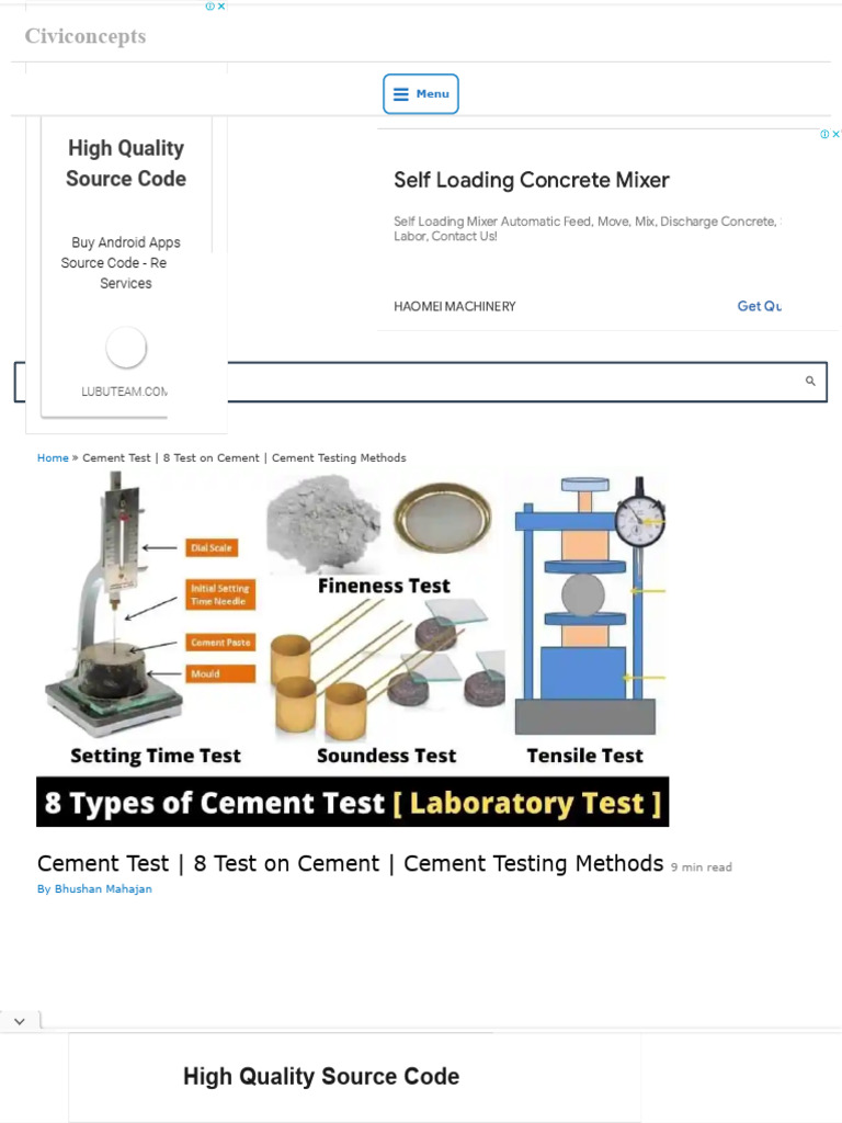 Cement Test - 8 Test On Cement - Cement Testing Methods - Civiconcepts ...