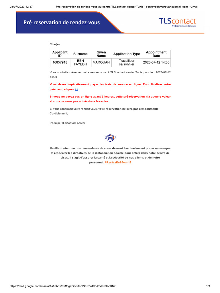 Pre-Reservation de Rendez-Vous Au Centre TLScontact Center Tunis ...
