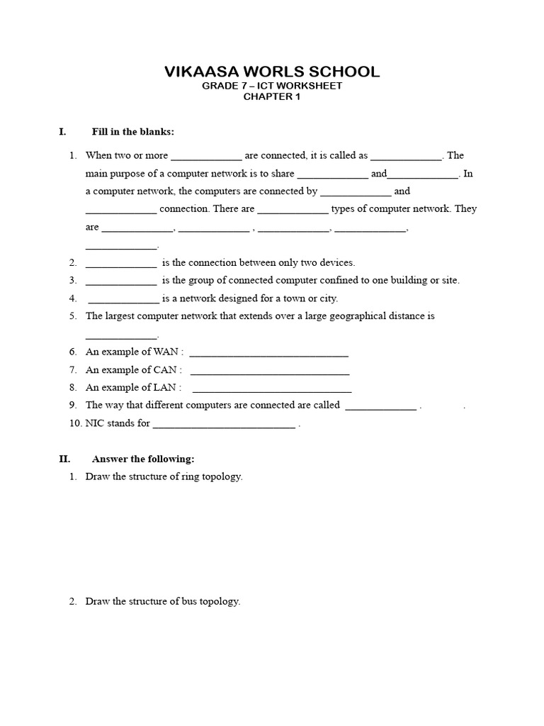 GR 7 ICT Worksheet Chapter 1 | PDF | Computers