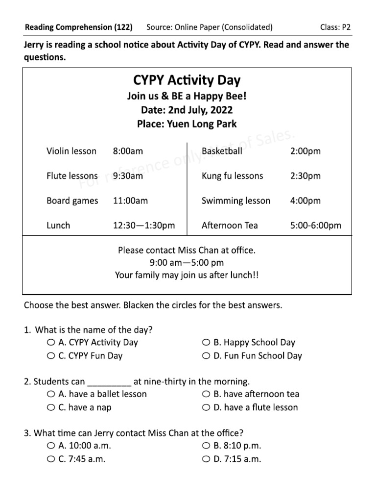 122-127 P2 Reading Comprehension | PDF