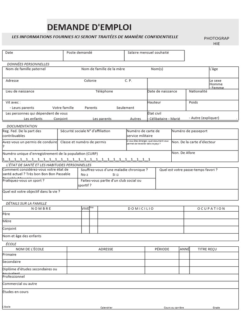Demande Demploi Format | PDF