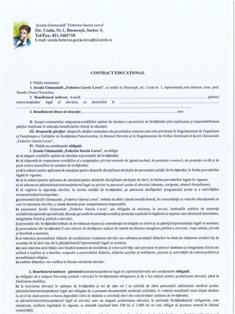 Contract Educational 2023 2024 | PDF