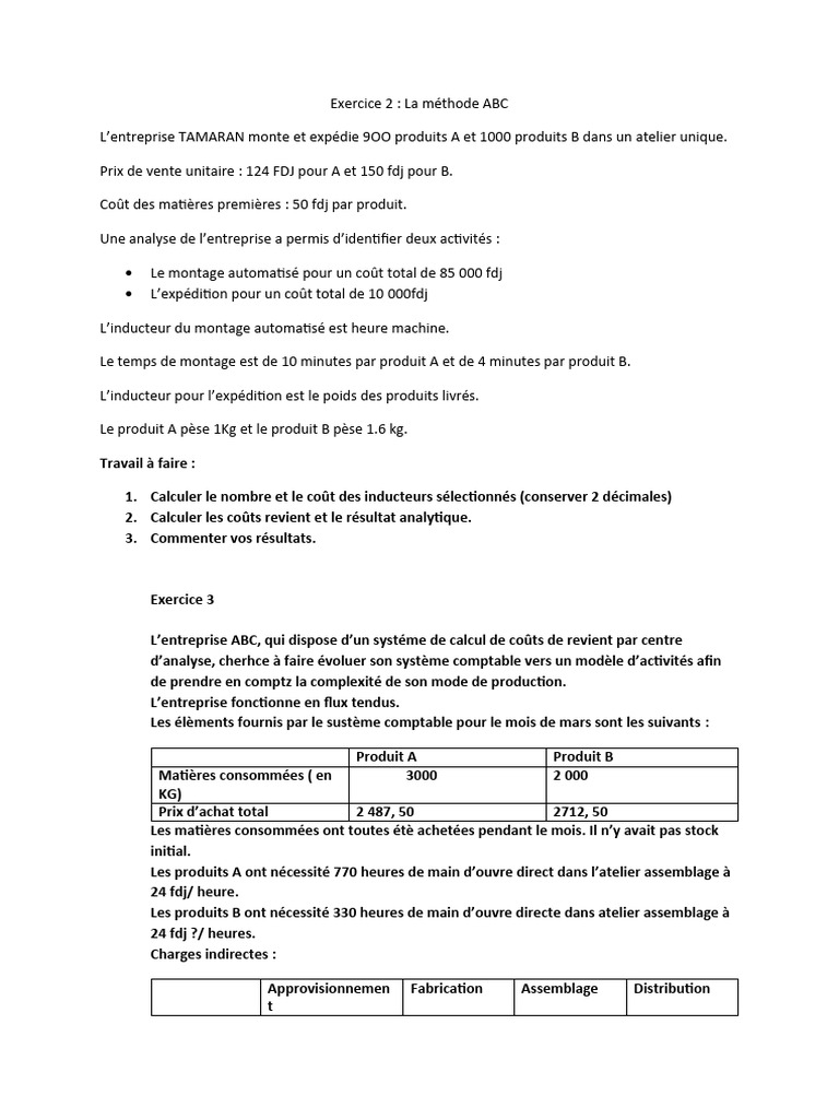 Exercice 2 Méthode ABC | PDF | Ordinateurs