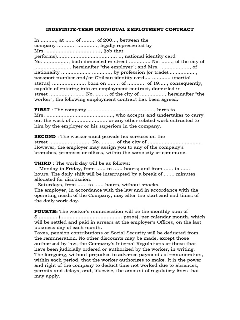 Indefinite-Term Employment Contract | PDF | Welfare | Pension