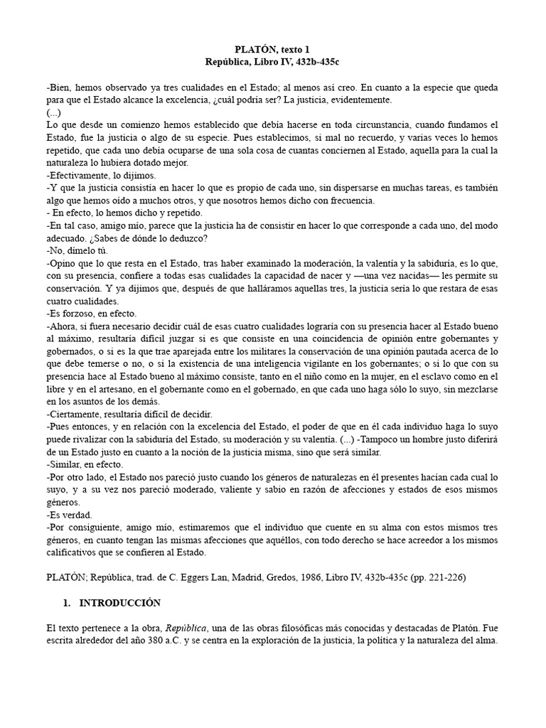 PLATÓN, Texto 1 | PDF