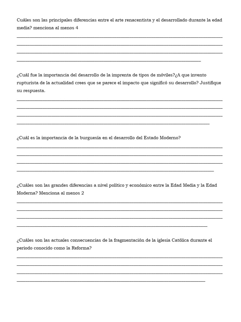 PRUEBA DE HISTORIA 8vo Básico | PDF | Edades medias | Renacimiento