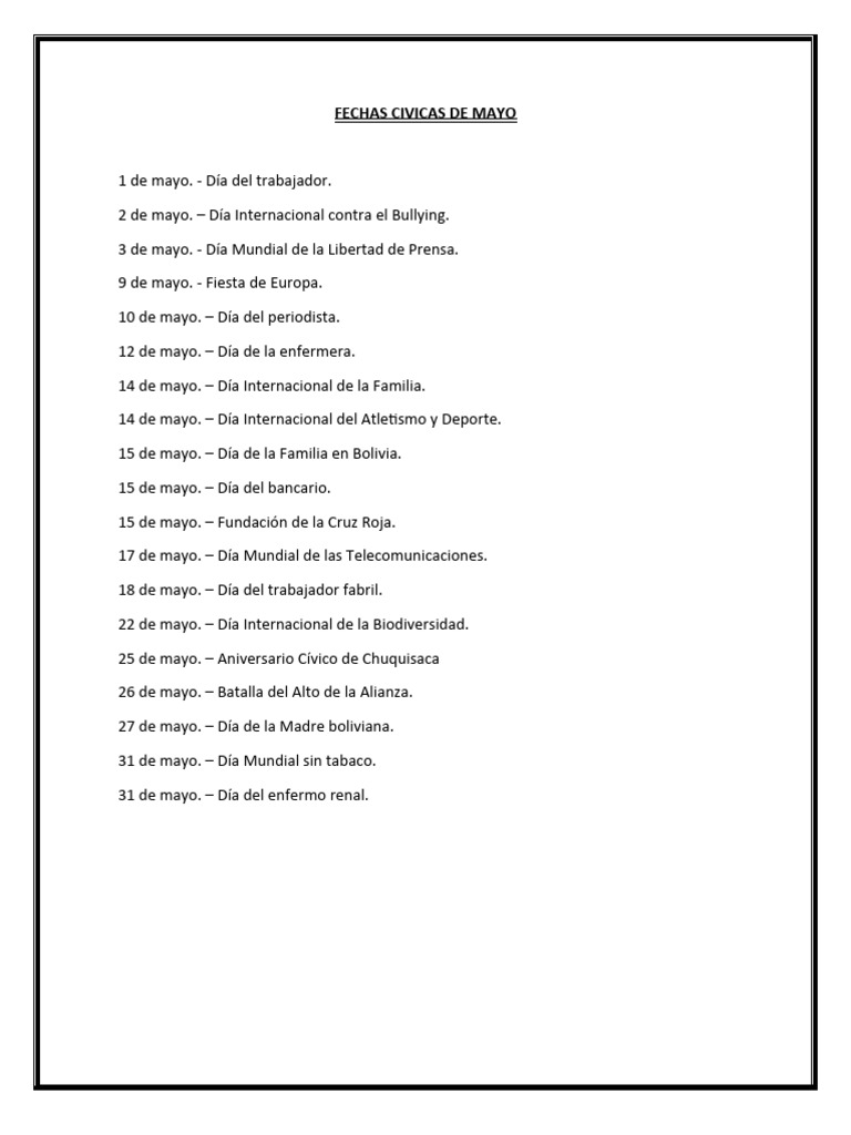 Fechas Civicas Mayo 1 | PDF | Ciencias sociales