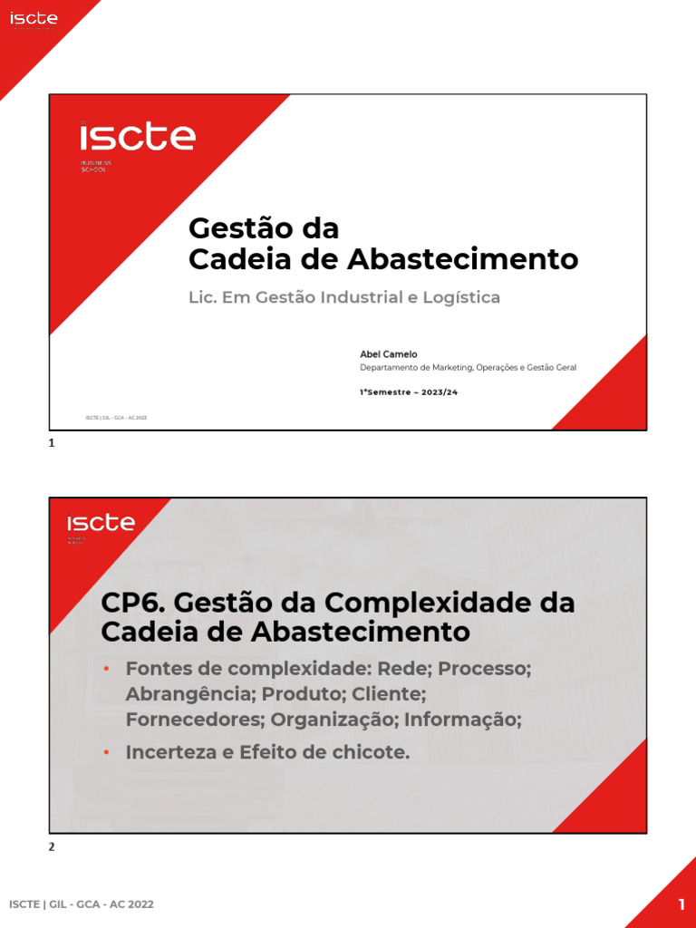 GCA - 2023-24 - Slides - CP6 - Gestão Da Complexidade Da Cadeia de ...