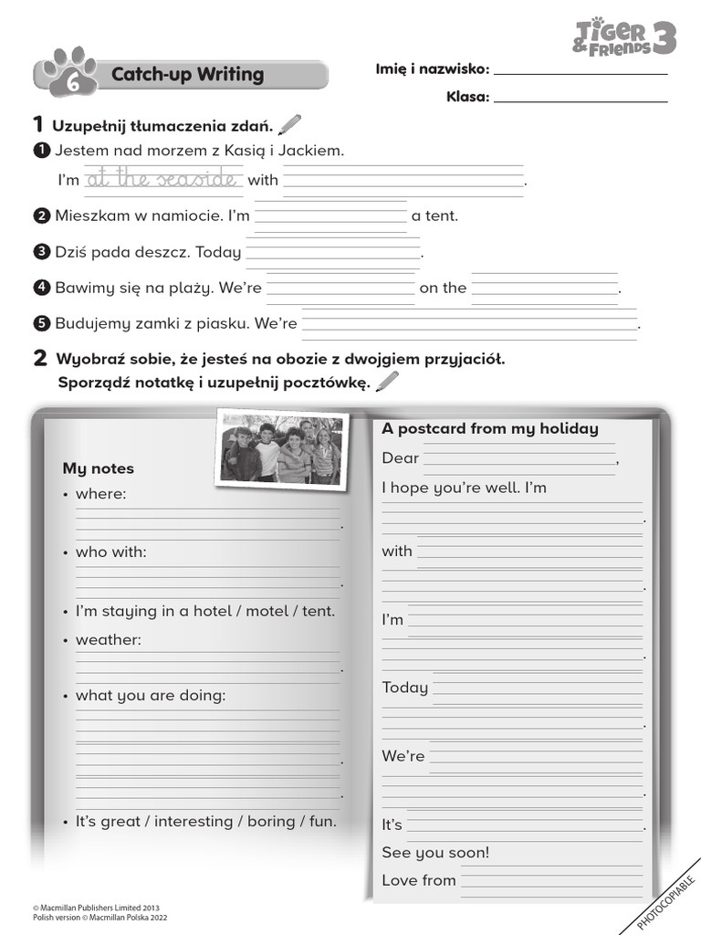 Tiger&Friends 3 - TRF - Unit 6 - Catch-Up Writing | PDF