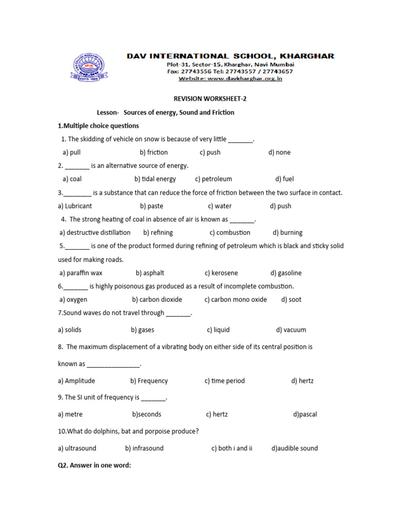 TERM 1 Revision Worksheet 2 | PDF | Combustion | Fuels TERM 1 Revision Worksheet 2 | PDF | Combustion | Fuels