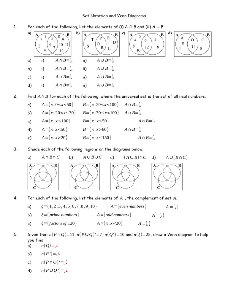 Set Notation and Venn Diagrams | PDF