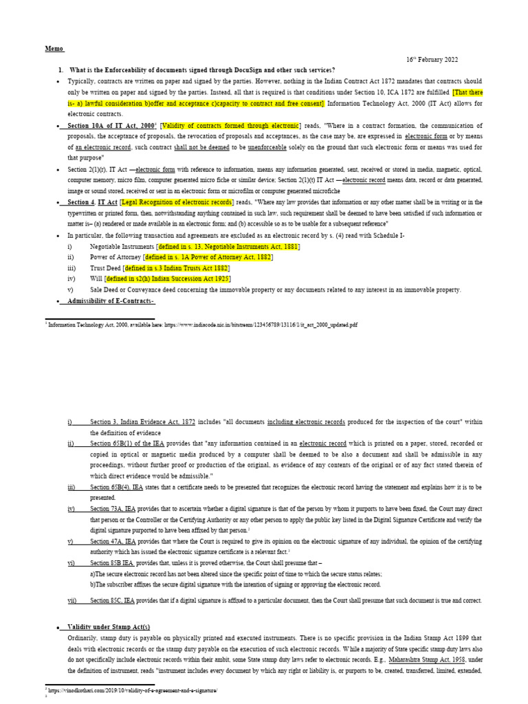 Note - E-Signed Agreements | PDF