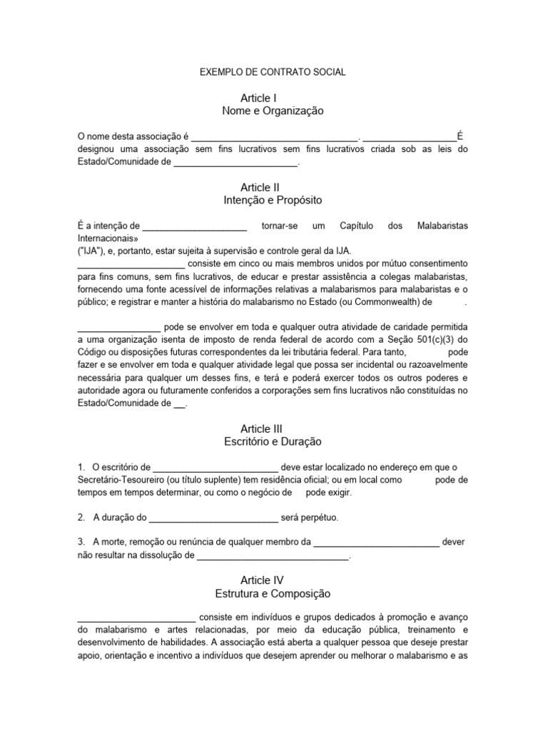 Modelo de Contrato Social | PDF