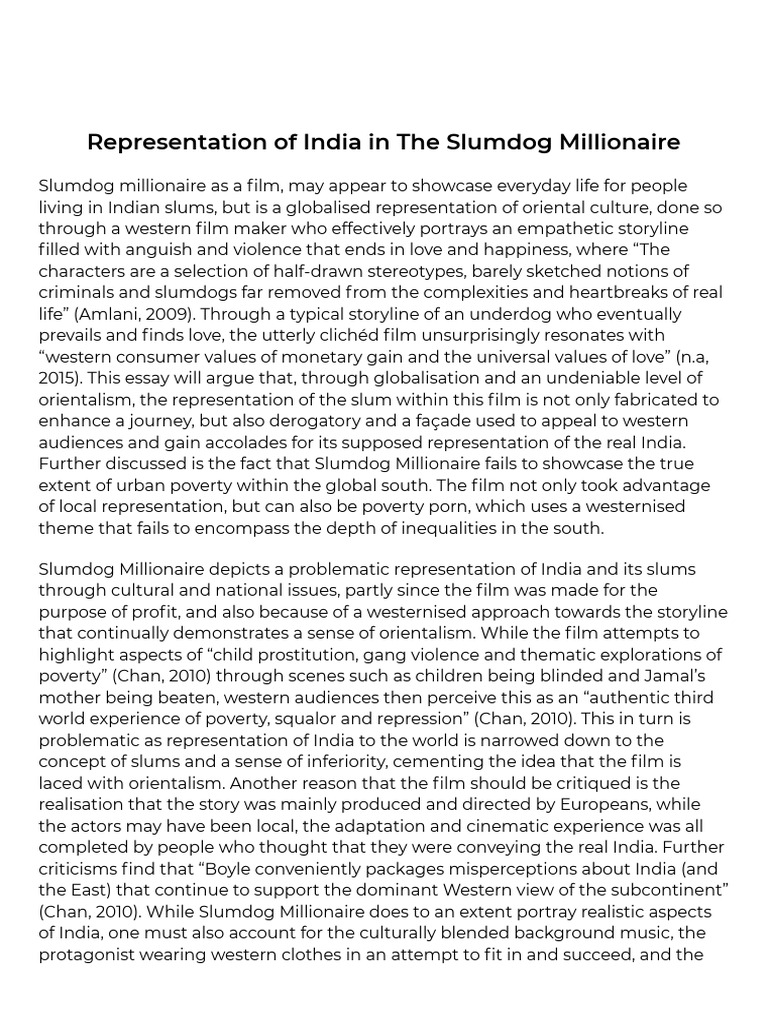 Critique of Slumdog Millionaire's India | PDF