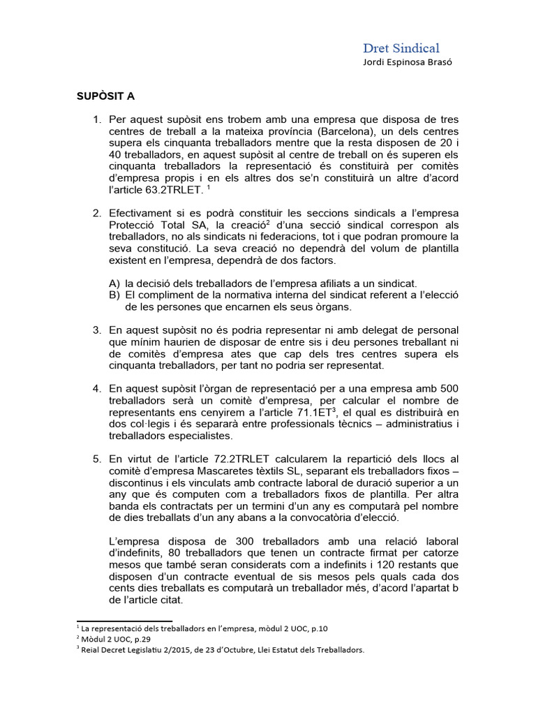 Derecho Sindical | PDF