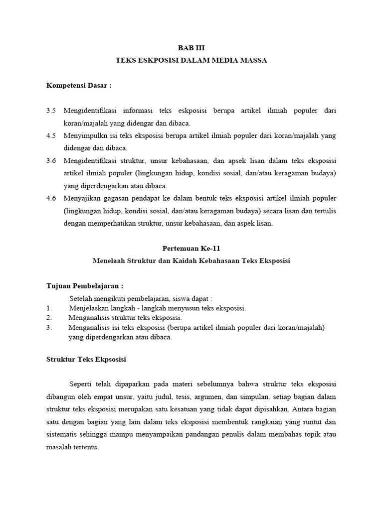 Menelaah Struktur Dan Kaidah Kebahasaan Teks Eksposisi | PDF
