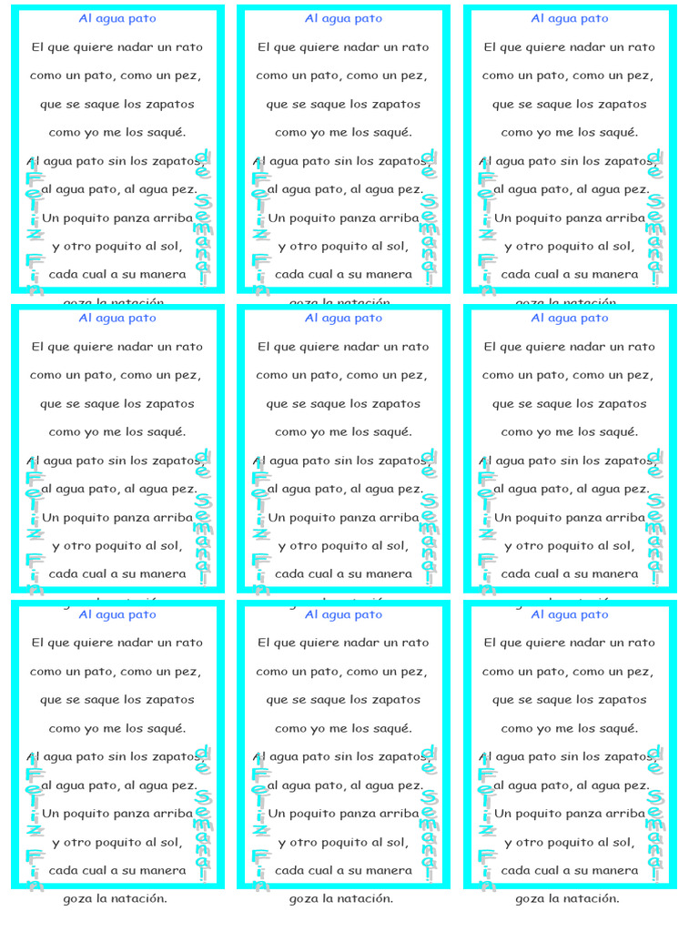 Al agua pato | PDF | Nadando | Actividades de ocio