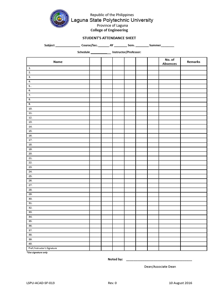 Attendance Sheet | PDF