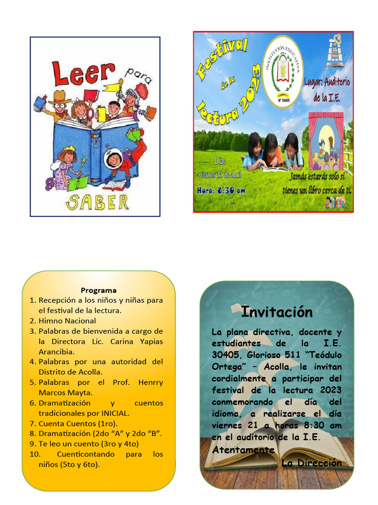 Diptico - Festival de La Lectura 2023 | PDF